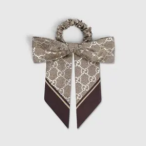 Gucci Gg Laminated Silk Jacquard Scrunchie