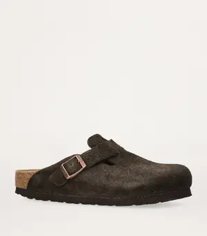 BIRKENSTOCK Suede Boston Clogs - Brown