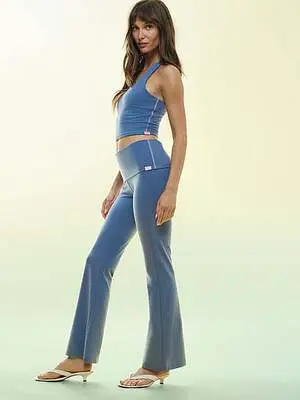 Victoria's Secret Angel Essentials Cotton Foldover Flare Legging - Blue