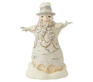 JIM SHORE Woodland Carved Snowman Hat Fig - One-color