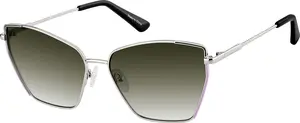 Zenni Cat-eye Sunglasses With Metal Full Rim Frame - Silver