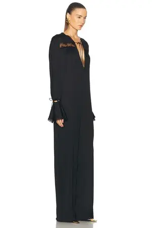 Saint Laurent Tie-front Long Jumpsuit