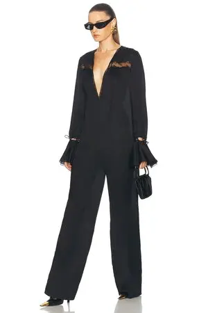 Saint Laurent Tie-front Long Jumpsuit