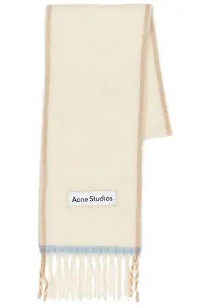 Acne Studios Acne Studios Mohair Fringed Scarf In Beige White