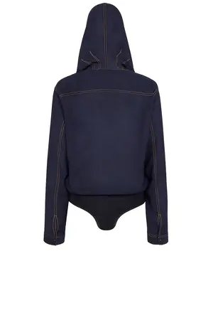 Alaïa Hooded Long Sleeve Bodysuit - Marine Fonce