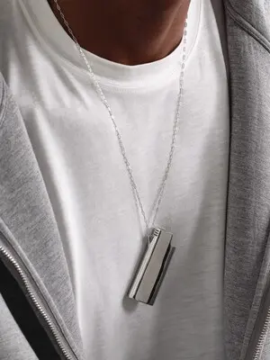 Mateo Lighter Holder Logo-cutout Rhodium-plated Pendant Necklace