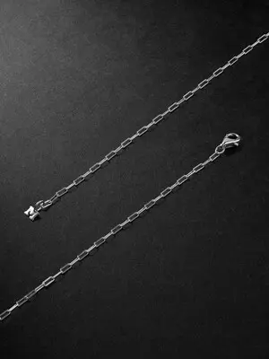 Mateo Lighter Holder Logo-cutout Rhodium-plated Pendant Necklace