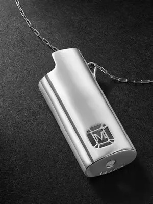 Mateo Lighter Holder Logo-cutout Rhodium-plated Pendant Necklace