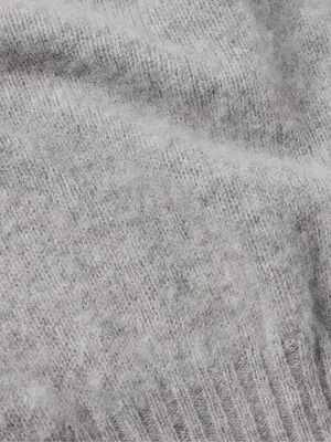 DRAKE'S Brushed Virgin Shetland Wool Crew Neck Sweater - Gray