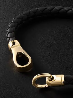 John Hardy Braided Leather And 14-karat Bracelet - Gold