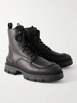 Moncler Hevea City Leather Boots - Black