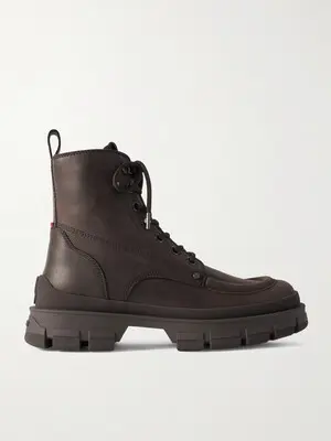 Moncler Hevea City Leather Boots Brown