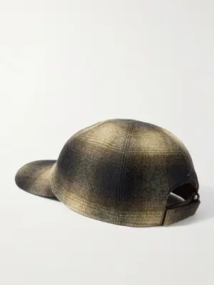 Loro Piana Logo-embroidered Checked Wool And Cashmere-blend Flannel Baseball Cap
