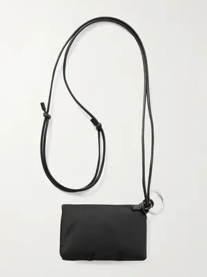 Saint Laurent Cassandre Logo-appliquéd Leather-trimmed Quilted Padded Nylon Pouch