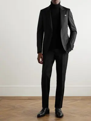 Zegna Straight-leg Satin-trimmed Wool And Mohair-blend Tuxedo Trousers