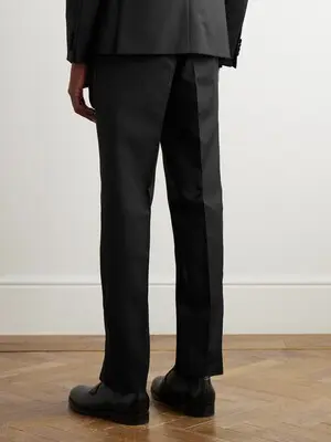 Zegna Straight-leg Satin-trimmed Wool And Mohair-blend Tuxedo Trousers
