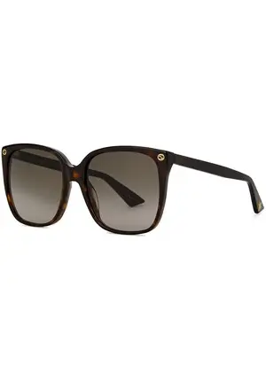 Gucci Tortoiseshell Square-frame Sunglasses - Havana
