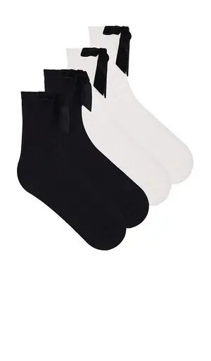LOVERS AND FRIENDS Angelina Bow Socks 2 Pack - Black & White