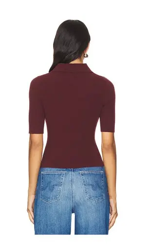 525 America Short Sleeve Johnny Collar Top - Oxblood