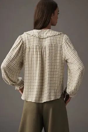 PILCRO Keira Plaid Blouse - Green