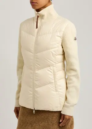 Moncler Quilted Nylon And Wool Jacket - White