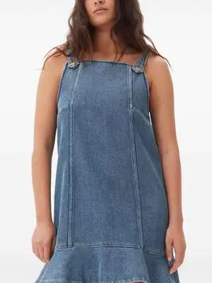 GANNI Flared-hem Denim Mini Dress