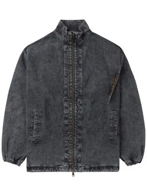 Y/project Washed Denim Zip-up Jacket With Embroidered Logo