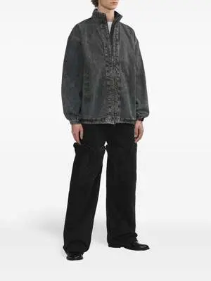 Y/project Washed Denim Zip-up Jacket With Embroidered Logo