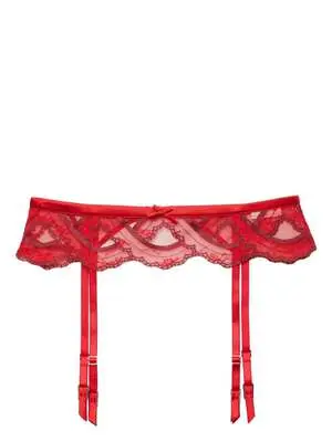 Fleur Du Mal Hendrix Floral-lace Suspender - Red