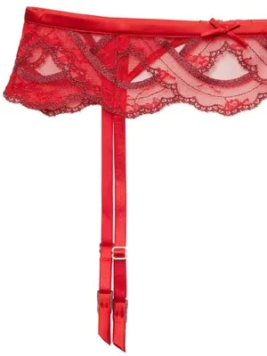 FLEUR DU MAL Hendrix Floral-lace Suspender - Red