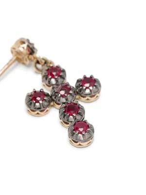 Jacquie Aiche 14kt Yellow Ruby Cross Drop Earring