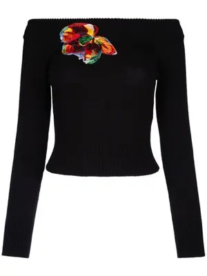 Alexander McQueen Off-shoulder Jumper - Black