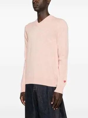 Play Comme Des Garcon V-neck Wool Jumper - Pink