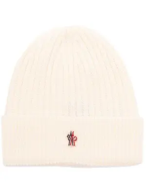 Moncler Logo Beanie Neutrals