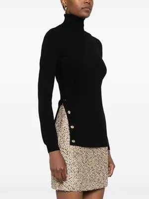 Elisabetta Franchi Roll-neck Fine Knit Sweater - Black