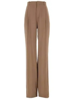 Saint Laurent Silk Crepe Trousers - Neutrals