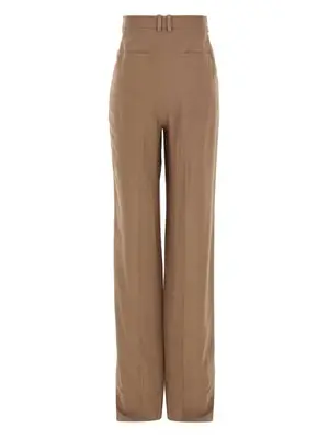 Saint Laurent Silk Crepe Trousers - Neutrals