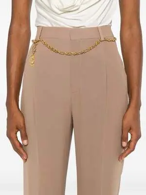 Saint Laurent Silk Crepe Trousers - Neutrals