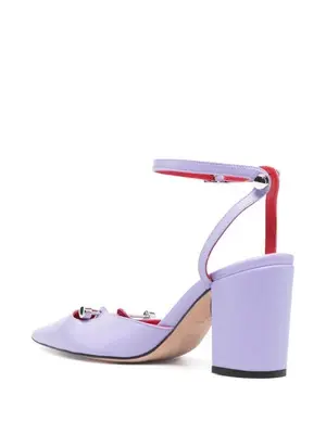 HARDOT 80mm Leather Pumps - Purple