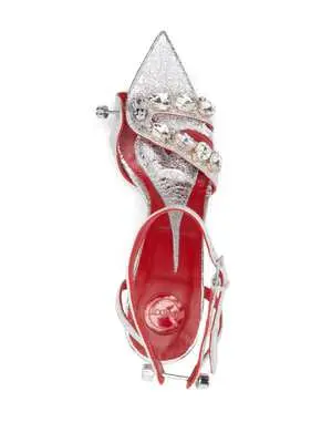 HARDOT 100mm Booty Sandals - Silver