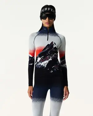Perfect Moment Echo 1/4 Zip Top - Navy-white