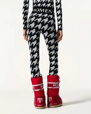 Perfect Moment Jacquard Base Layer Legging - Black-white-houndstooth-print
