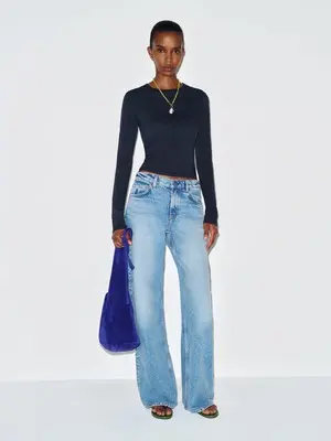 REFORMATION Ezra Slim Fit Long Sleeve Tee - Blue