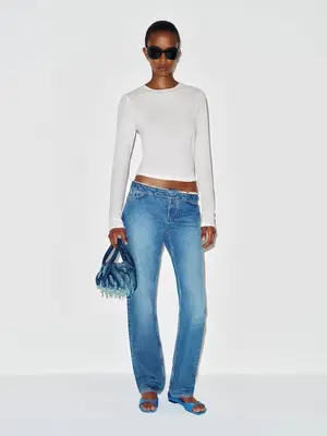 REFORMATION Ezra Slim Fit Long Sleeve Tee - Ivory
