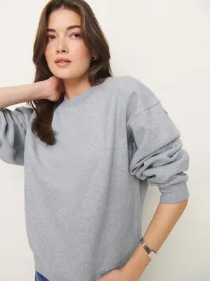 REFORMATION Emma Classic Crewneck Sweatshirt - Grey