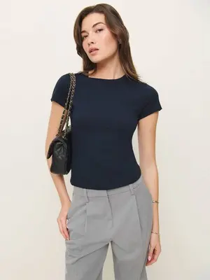 REFORMATION Max Slim T-shirt - Blue