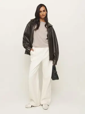 REFORMATION Kira Wide Leg Sweatpant - Ivory