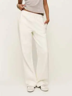 REFORMATION Kira Wide Leg Sweatpant - Ivory