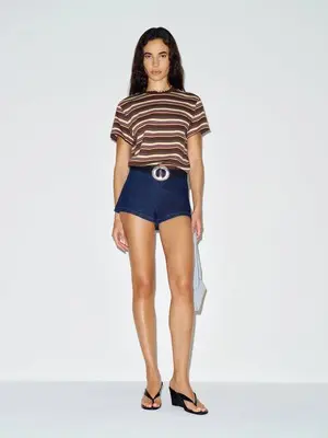 REFORMATION Rowan Crew T-Shirt Brown