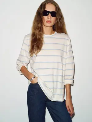 REFORMATION Asher Oversized Long Sleeve T-shirt - Ivory
